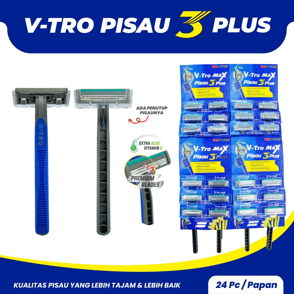Jual ( ECERAN ) V-tro Max Cukur Jenggot Max Blue 3 Plus | Shopee Indonesia