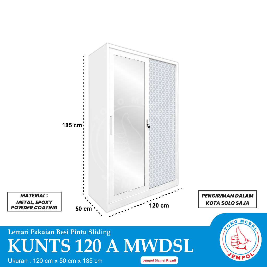 Jual Lemari Besi / Lemari Pakaian Kunts 120 A MWDSL / Lemari Sliding | Shopee Indonesia