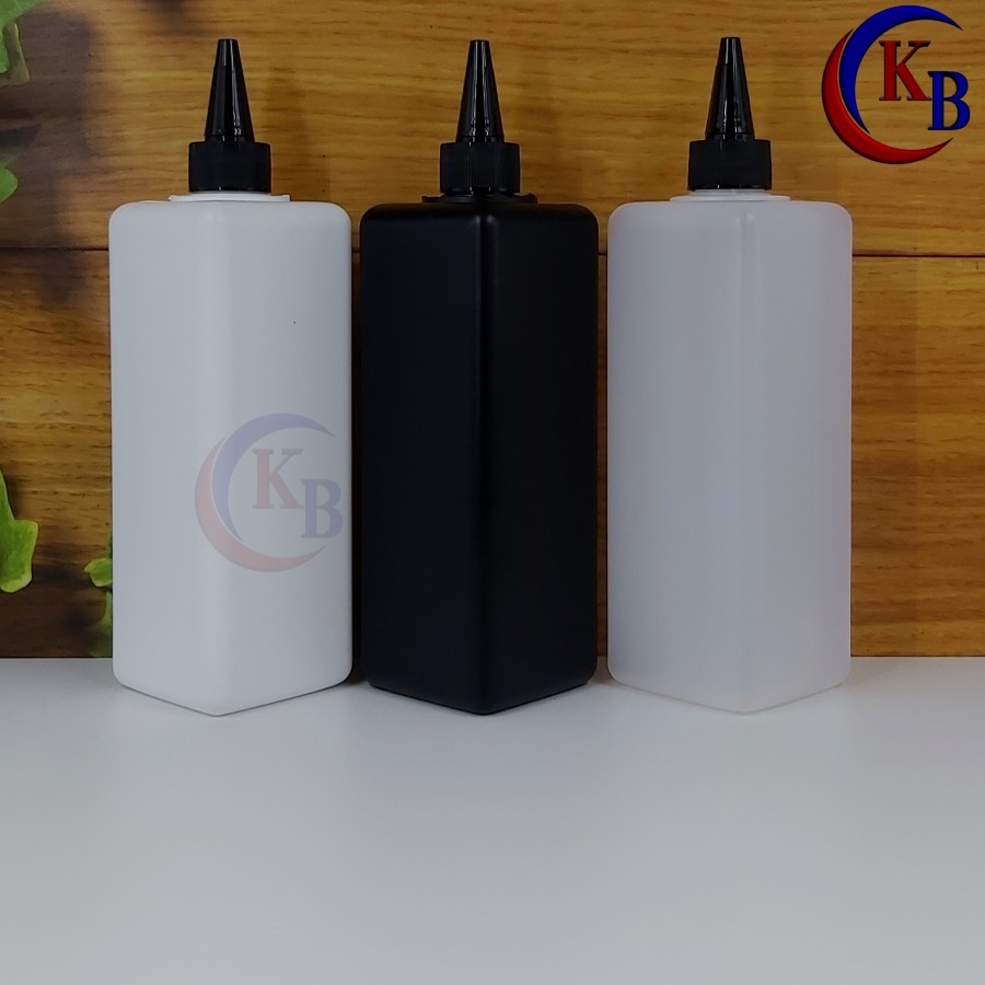 Jual BOTOL KERUCUT TINTA 500 ML HITAM NECK 24 / BOTOL PLASTIK HDPE HS ...