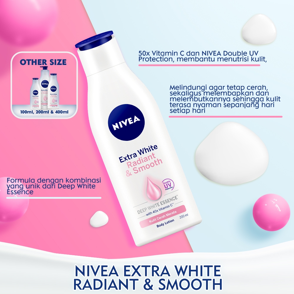 Jual NIVEA Body Lotion Extra White Radiant & Smooth Double UV Filter ...
