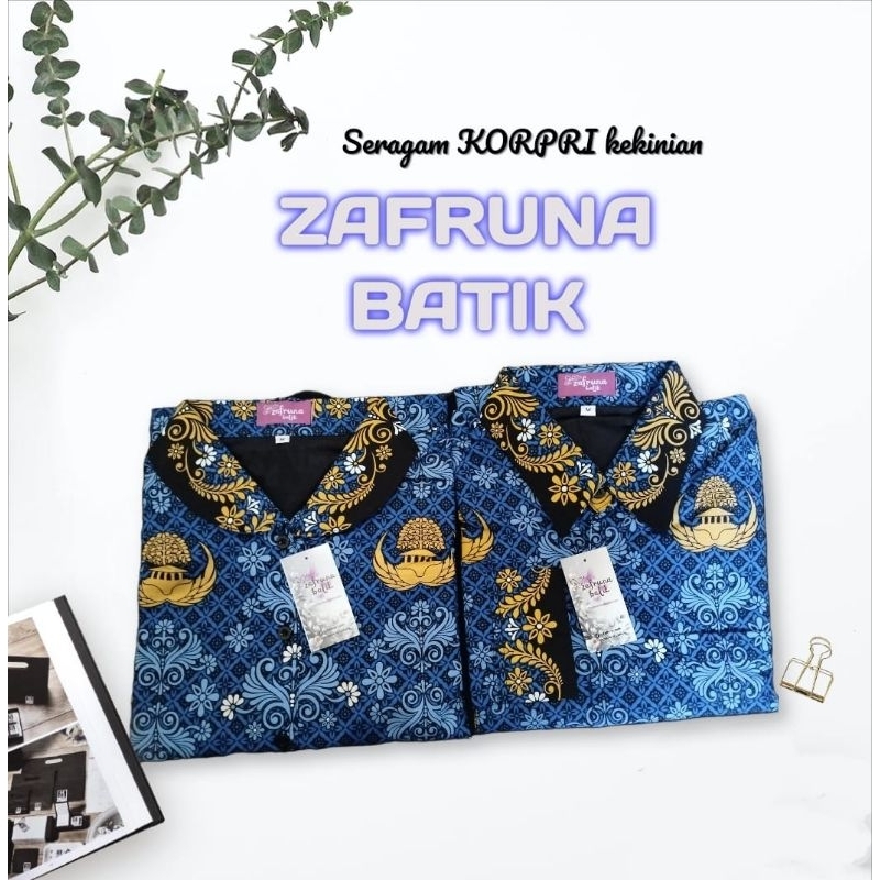 Jual Seragam KORPRI terbaru lapis furing dan non furing//Batik korpri pria/wanita kerah hitam ...