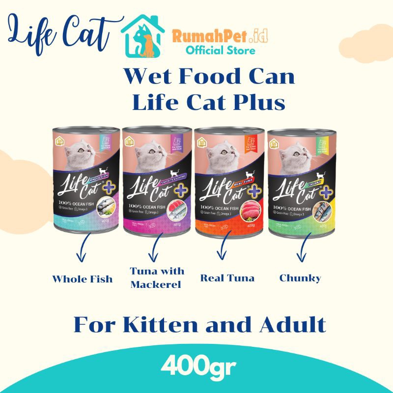 Jual Life Cat Plus Wet Food Can 400gr Life Cat Plus Makanan Basah ...