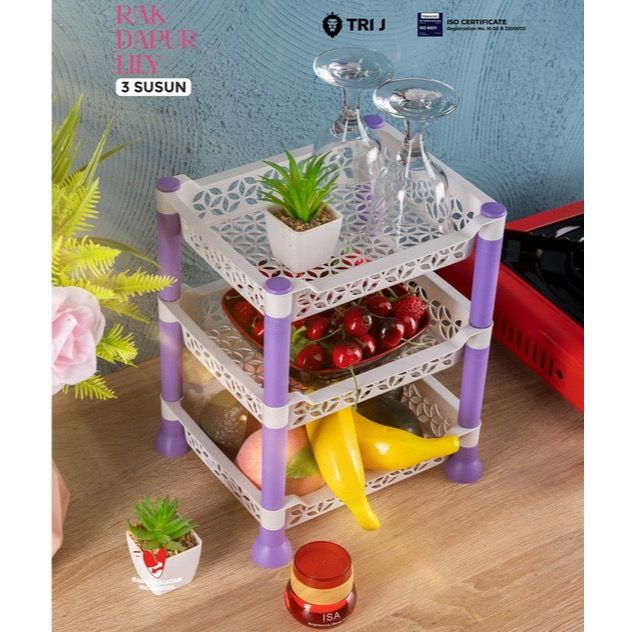 Jual Rak Serbaguna 3 susun plastik 3 tingkat Rack Tempat Penyimpanan ...