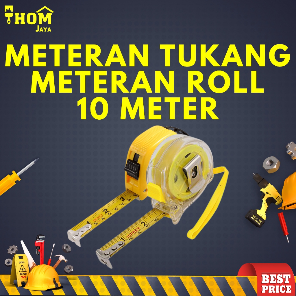 Jual METERAN ROLL / METERAN TUKANG / METERAN TANGAN - 10 METER | Shopee ...