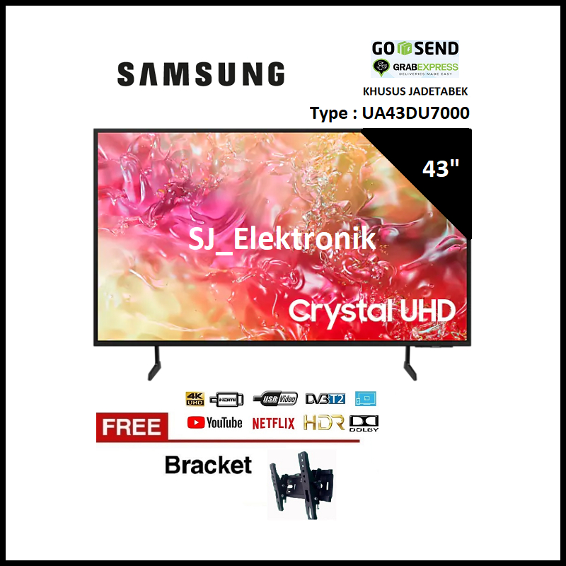 Jual Braket + Samsung 43DU7000 - LED TV 43 Inch UA43DU7000 Crystal UHD ...