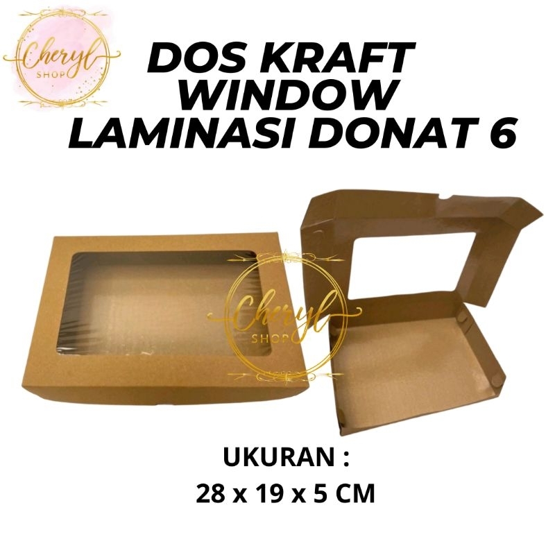 Jual (10 PCS) DOS / DUS KUE DONAT KRAFT WINDOW LAMINASI ISI 6 UK 28 x ...