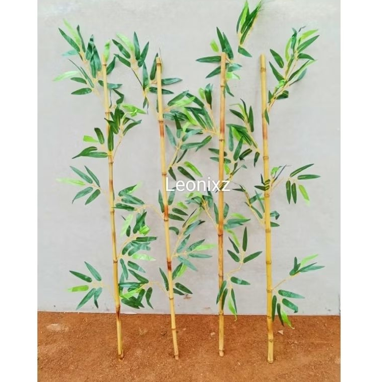 Jual Hiasan Batang Bambu Artificial 100cm bambu kuning hiasan dekorasi ...