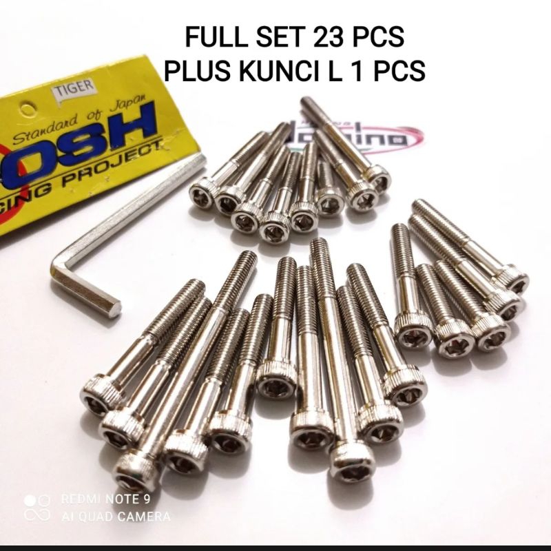 Jual Baut Blok Mesin Tiger Chrome full set. + Kunci L. | Shopee Indonesia