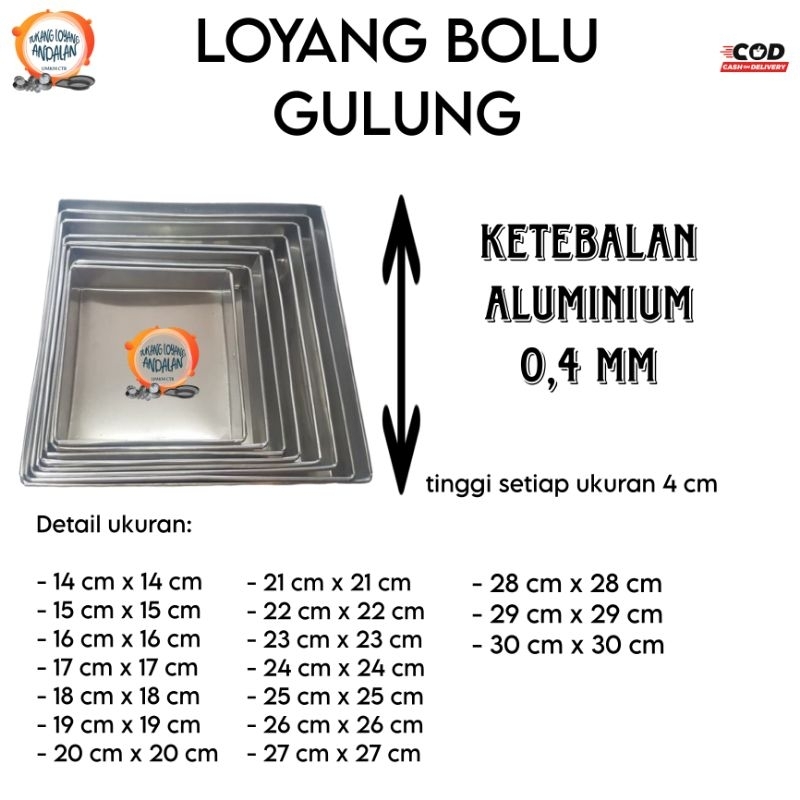 Jual loyang bolu kotak lapis legit loyang brownies tinggi 4cm dan ...