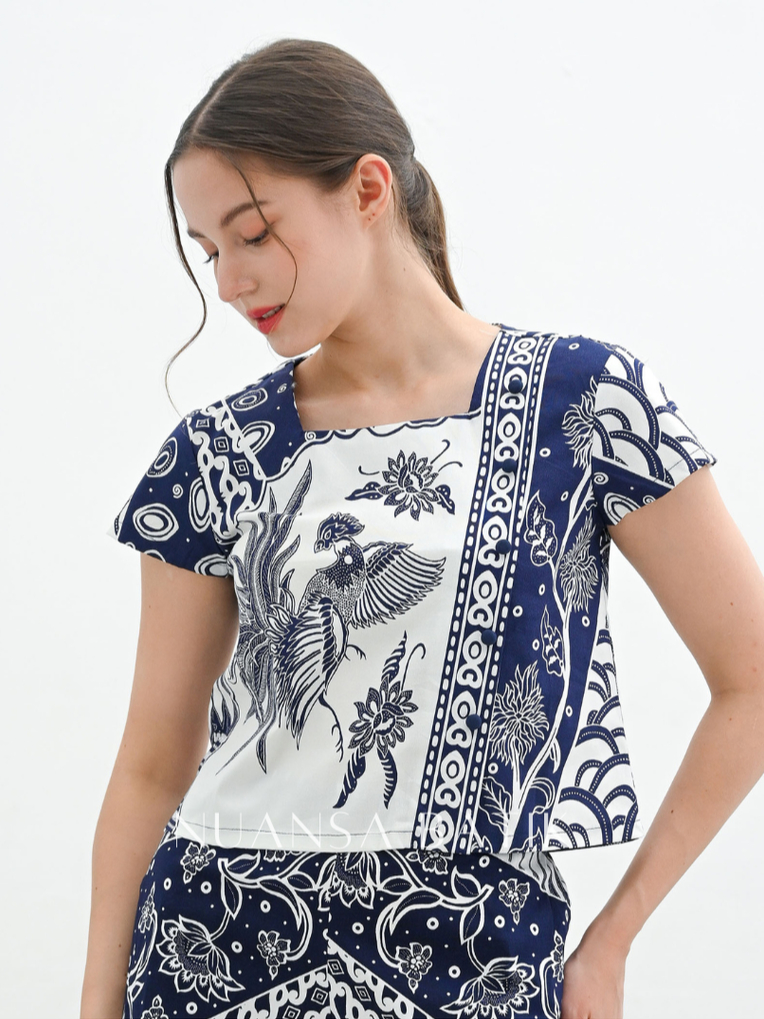 Jual Nuansa Batik Blouse Batik Model Crop Lengan Pendek Bahan Katun ...