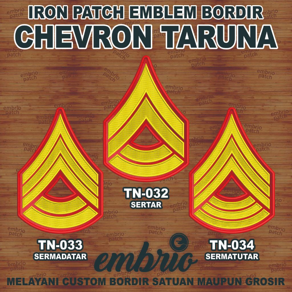 Jual Emblem Bordir Chevron Pangkat Taruna TNI AKMIL AAU AAL AKPOL Patch ...