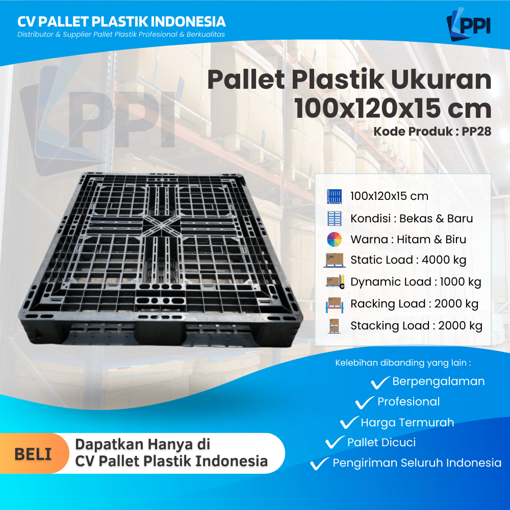 Jual Pallet Plastik Bekas/Baru Ukuran 100x120x15 cm – PP28 / Pallet ...