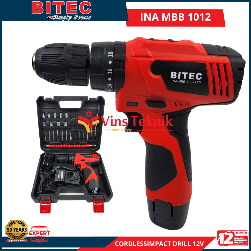 Jual Mesin Bor Baterai Cordless Impact Drill 12V INA MBB 1012 Bitec MBB1012 | Shopee Indonesia