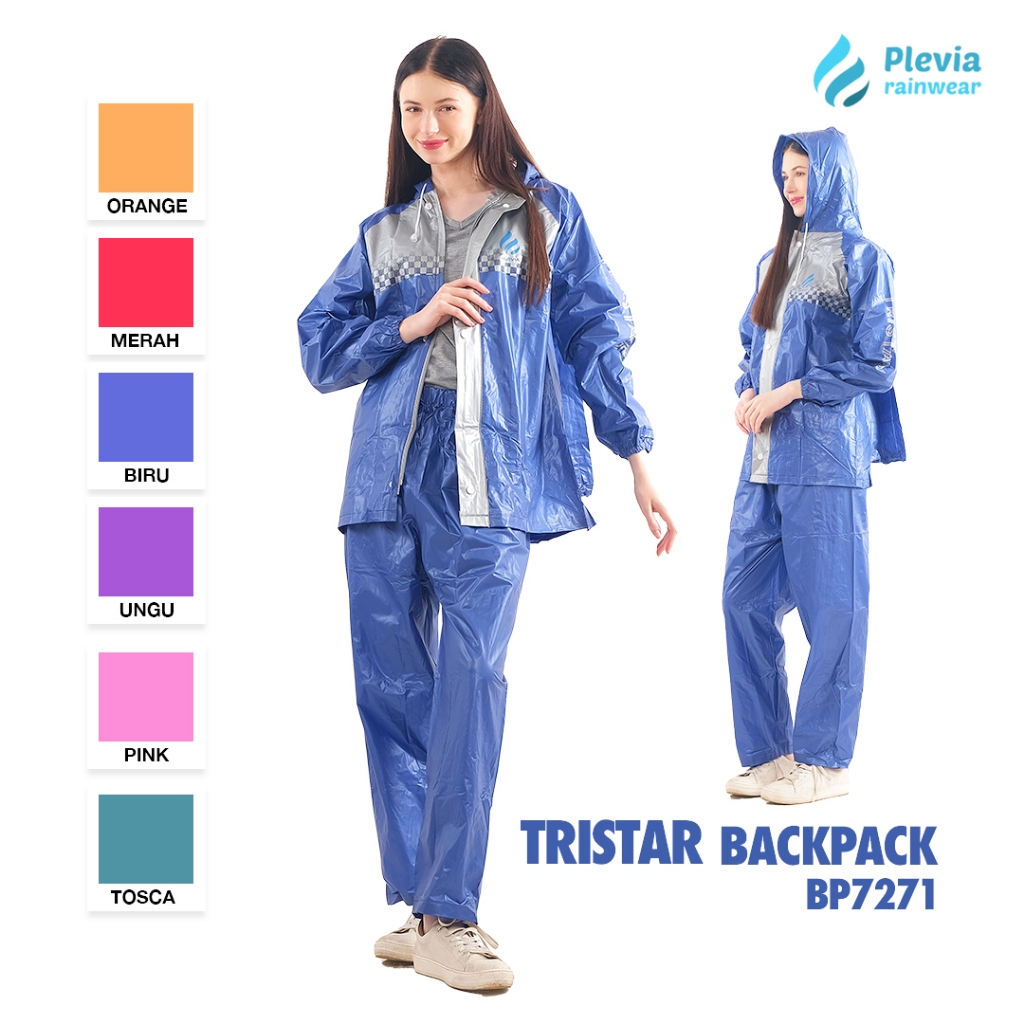 Jual PLEVIA - Jas Hujan Dewasa Tristar Backpack 7271 / Mantel Hujan Melindungi ransel / Rain ...