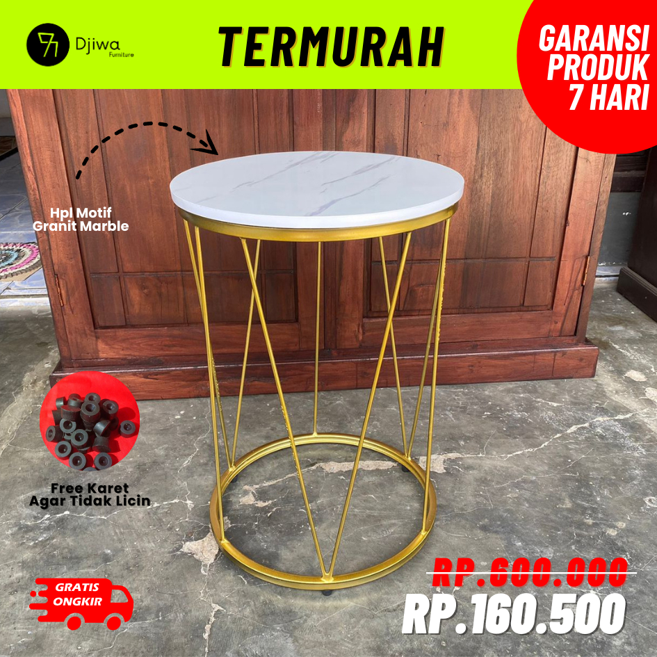 Jual Meja Samping Kuma Meja Sudut Bulat Coffe Table Kayu kaki Besi Meja ...