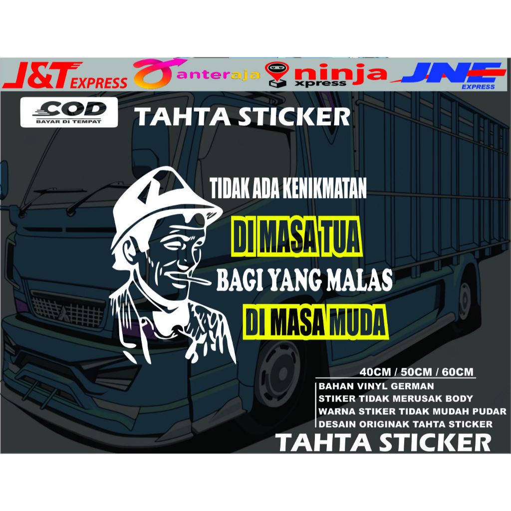 Jual [PROMO] STICKER KACA MOBIL TRUK DAN PICK UP KATA KATA "TIDAK ADA ...