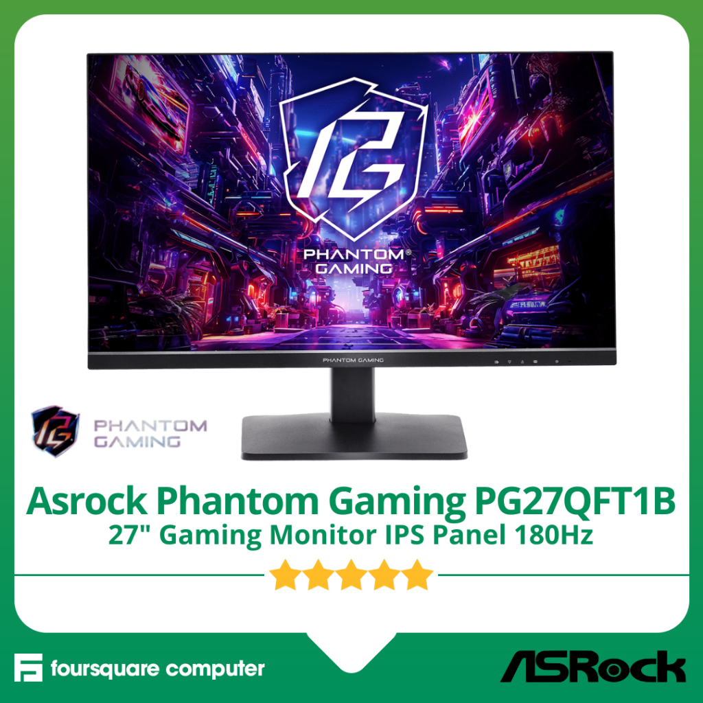 Jual Asrock Phantom Gaming PG27QFT1B LED Gaming Monitor 27 Inch Flat IPS 2K 180hz 1ms Speaker ...