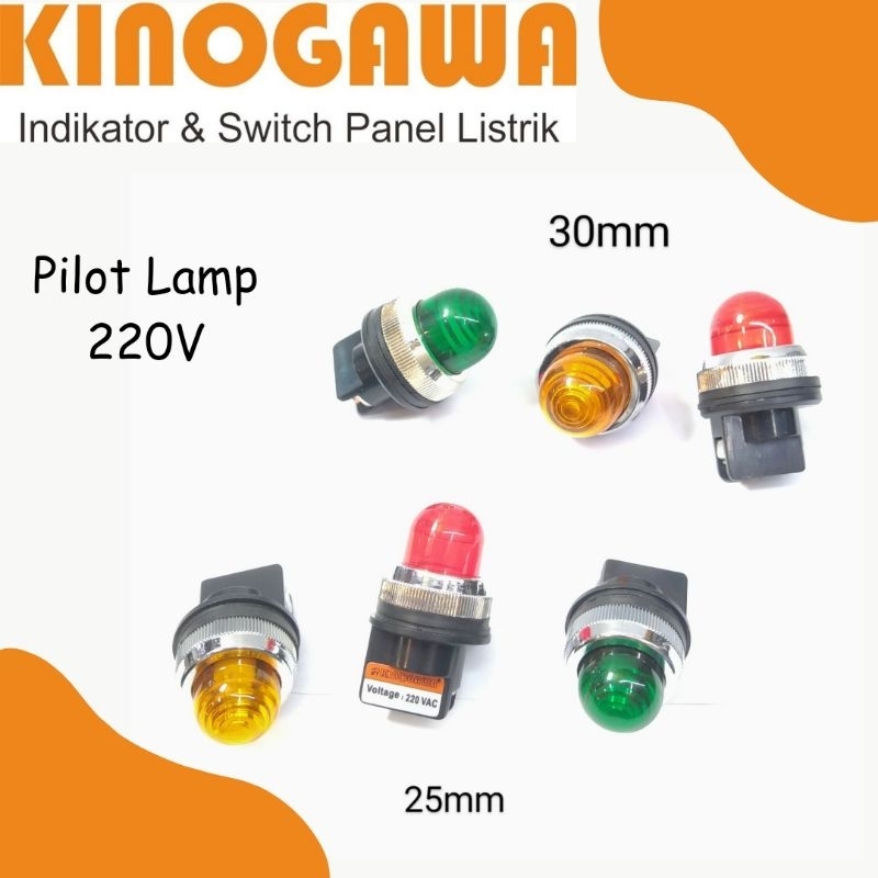 Jual Pilot Lamp 25mm & 30mm 220V LED Kinogawa - Lampu Panel Indikator ...
