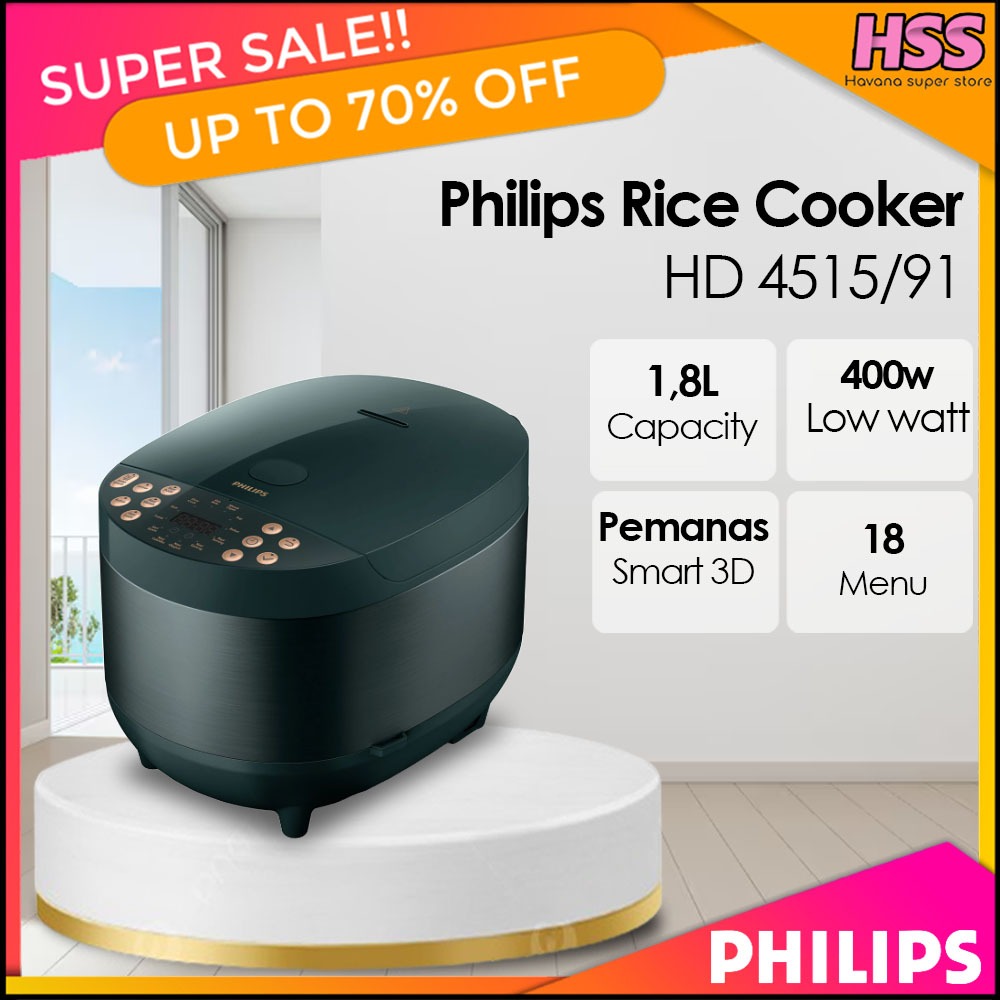 Jual RICE COOKER PHILIPS DIGITAL HD 4515/91 Kapasitas 1.8 Liter 18 Menu ...