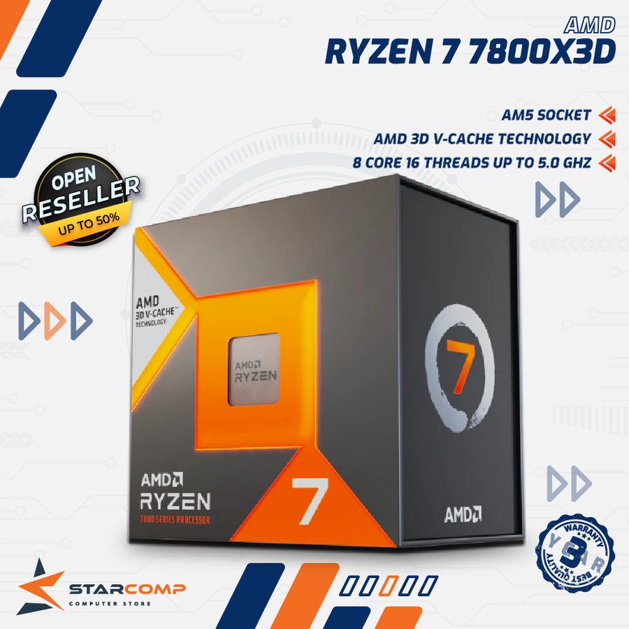 Jual AMD Ryzen 7 7800X3D Gaming Processor AM5 8 Core 16 Threads | Shopee Indonesia