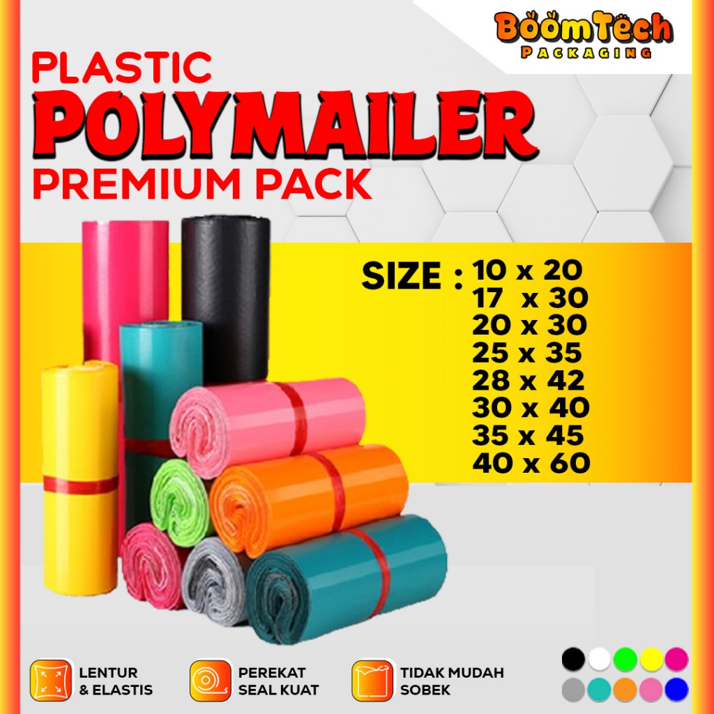 Jual BOOM TECH PLASTIK POLYMAILER PREMIUM TEBAL WARNA LENGKAP LEM ...