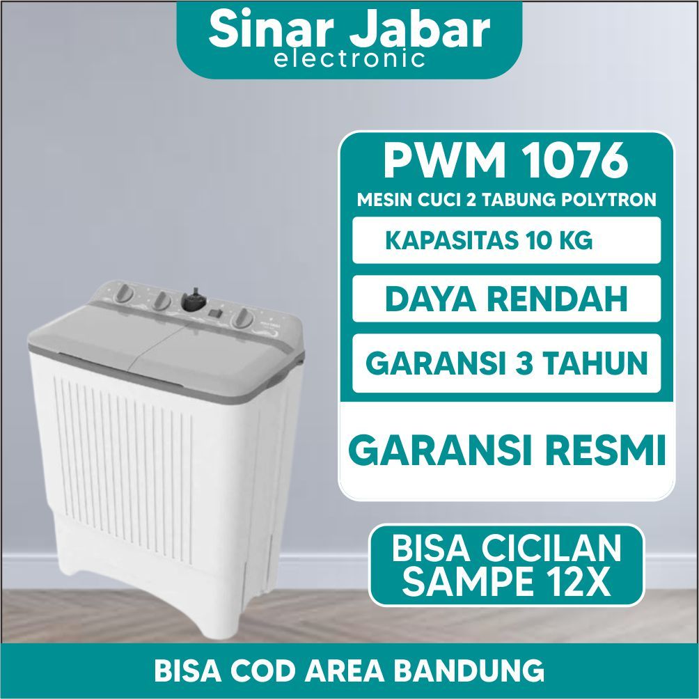 Jual MESIN CUCI POLYTRON PWM 1076 10KG 2 TABUNG PWM1076 10 KG | Shopee ...