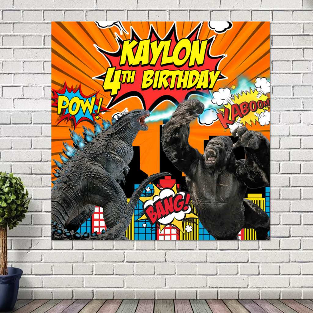 Jual Godzilla Vs King Kong Backdrop Backdrop Banner Flexi Birthday ...