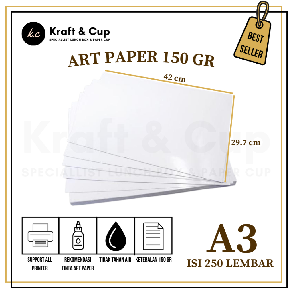 Jual Kertas Art Paper A3 Dan A3 Plus 150 gsm isi 250 lembar / Kertas ...
