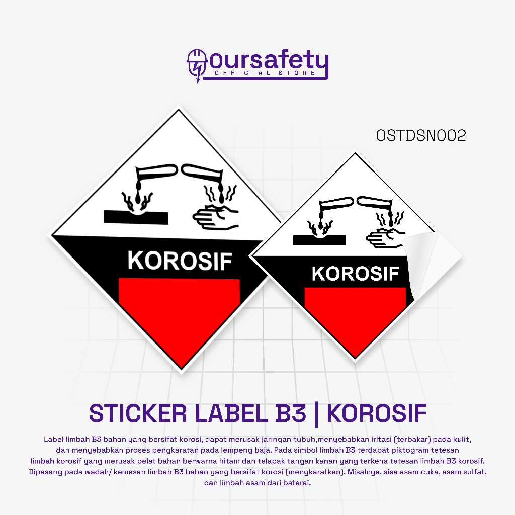 Jual Sticker Simbol Label Limbah B3 - KOROSIF , Kuat Tahan Air ...
