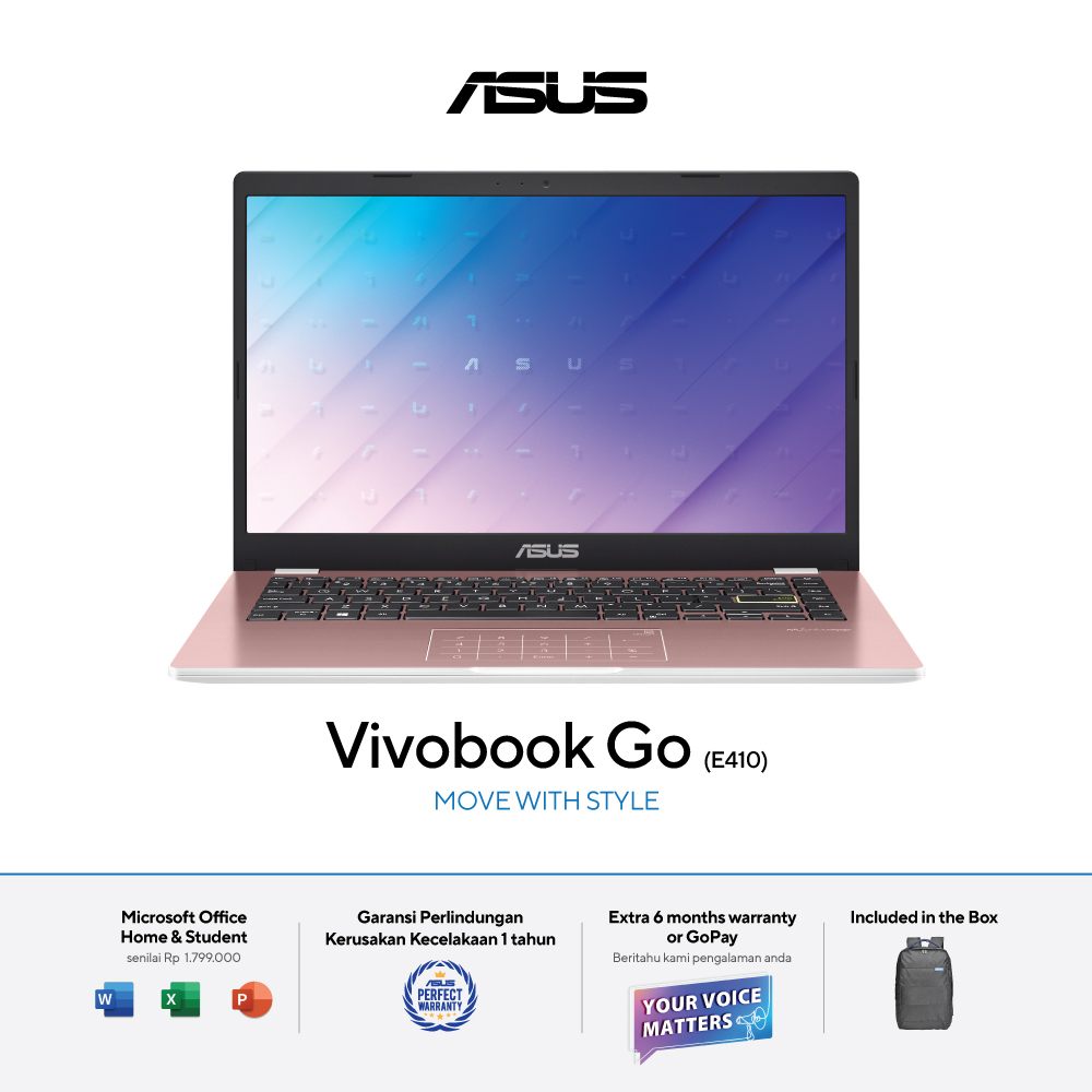 Jual ASUS Vivobook E410KA-FHD428 - Rose Pink [Intel Celeron N4500 ...