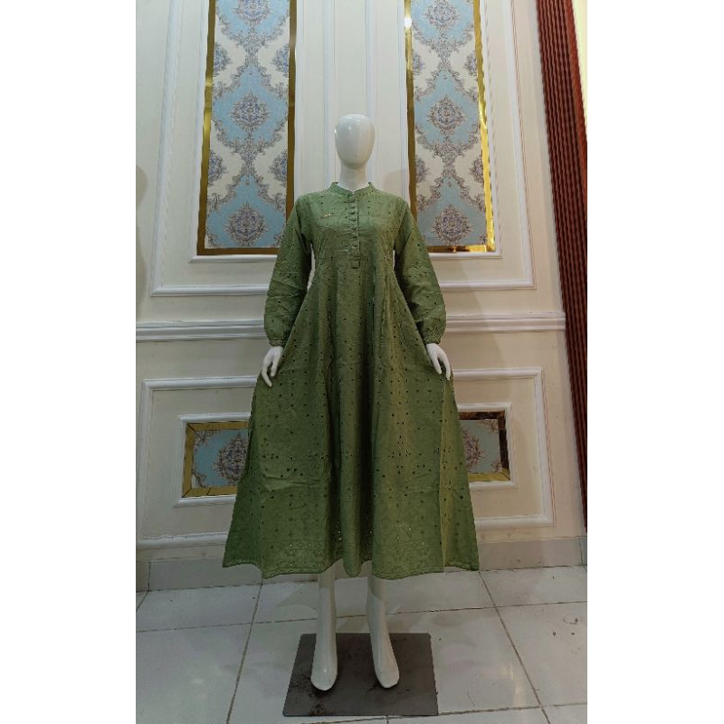 Jual Midi Dress Amaya Premium Katun Bordir Bolong Katbol ( By Najwa ...