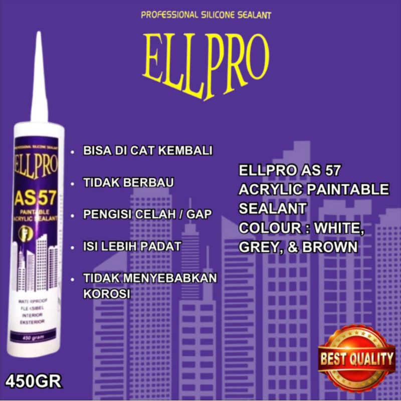 Jual Lem Silikon Acrylic/Acrylic Paintable Silicone Sealant ELLPRO AS57 450gram (bisa dicat ...