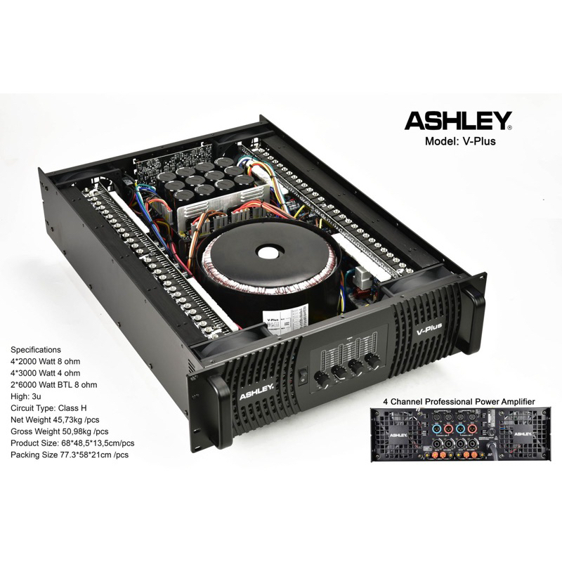 Jual power ashley v plus original 4 channel ASHLEY VPLUS CLASS H ...