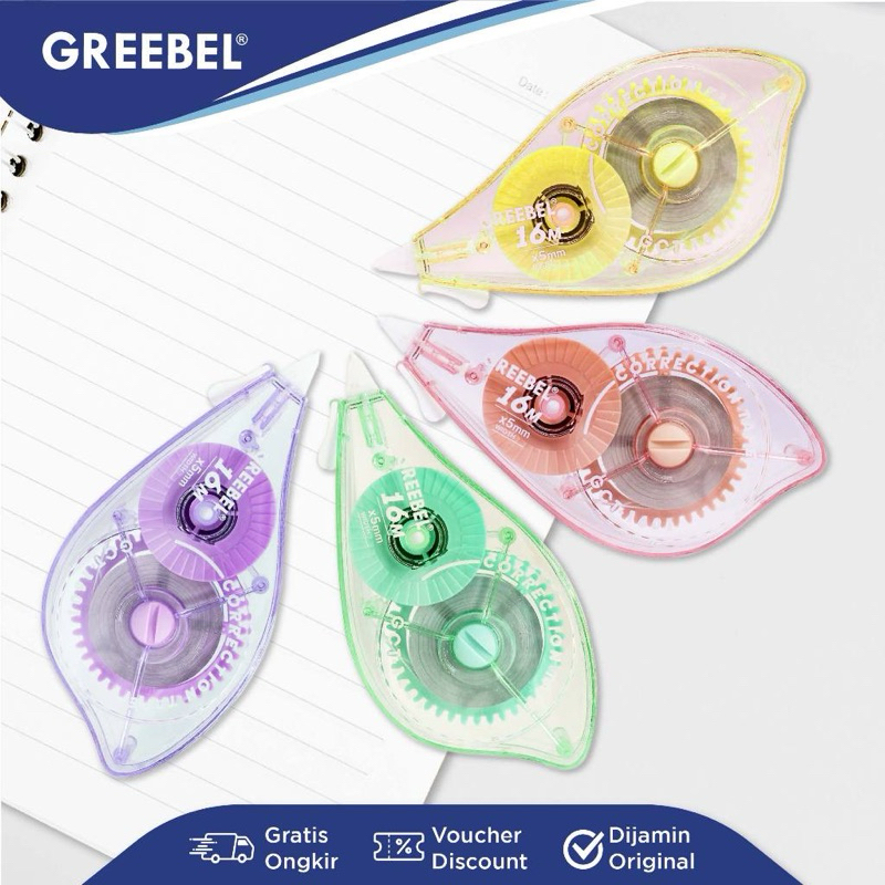 Jual GREEBEL Correction Tape GCT-1601 Pastel Lucu / Tip-ex Kertas Roll ...