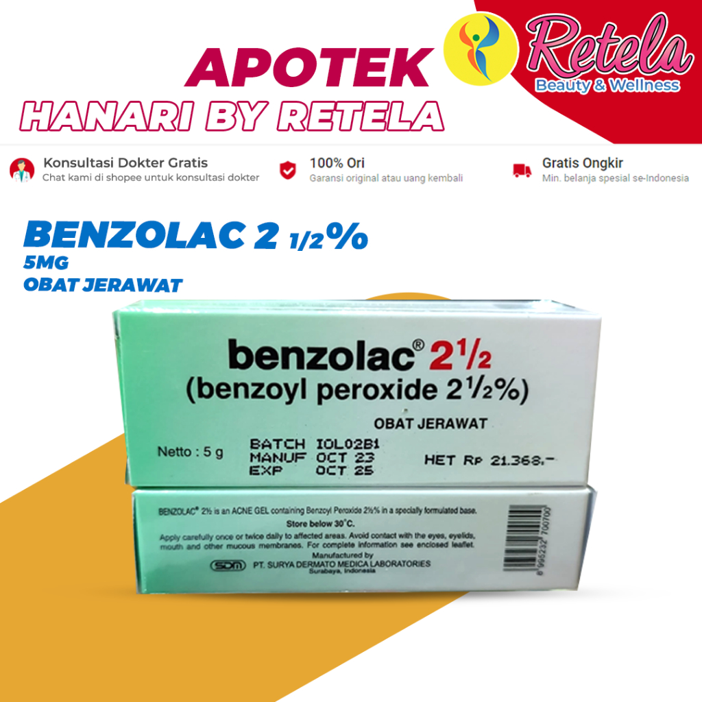Jual Benzolac 2 1/2 O.Jerawat 5 Gr/ Anti Acne | Shopee Indonesia