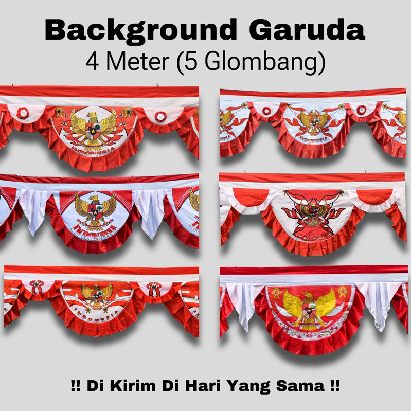 Jual Bendera Background Garuda 5 Gelombang Merah Putih Backdrop Rumbay ...