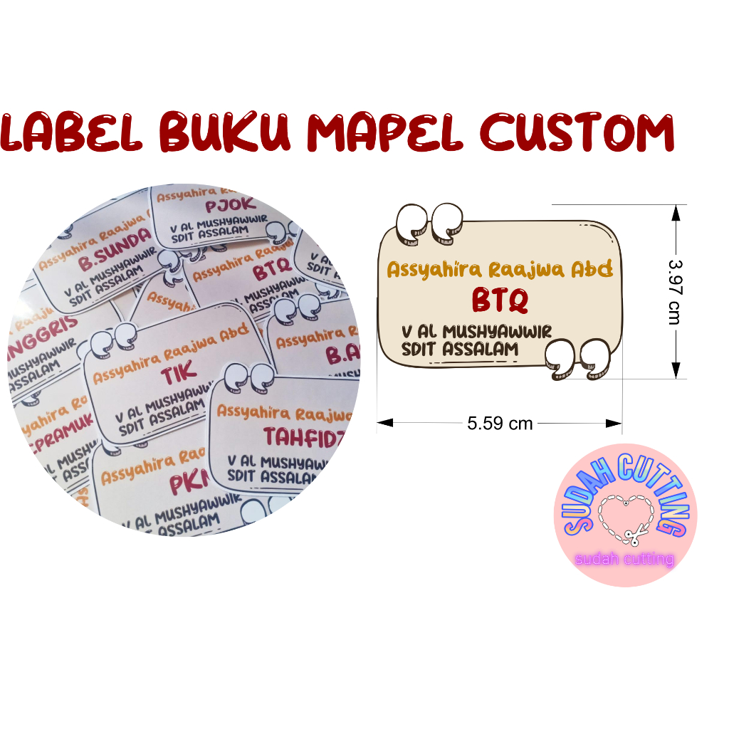 Jual (Isi 12pcs) Label Buku Nama-Mata Pelajaran-Kelas Custom | Shopee ...
