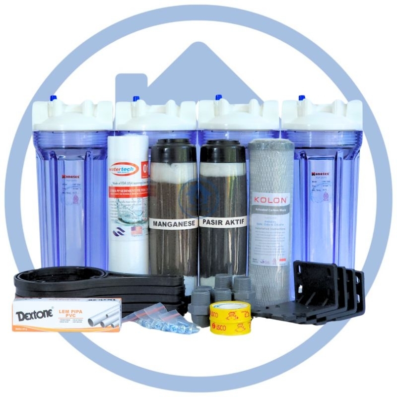 Jual Paket Filter Air Bau Besi Tinggi 4 Tahap NANOTEC CLEAR / Filter ...