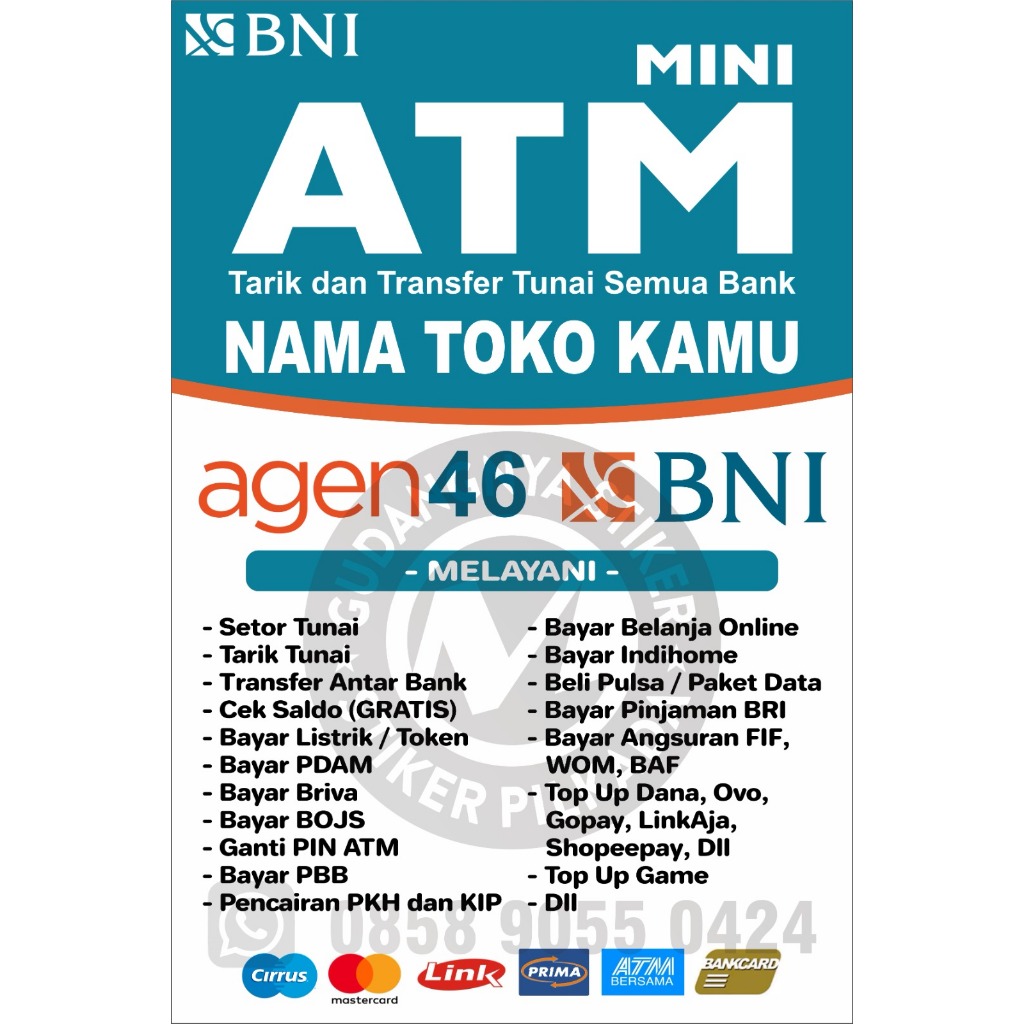Jual STIKER VINYL NEON BOX BNI 46 MINI ATM MODEL 1 (CUSTOM, NAMA AGEN ...