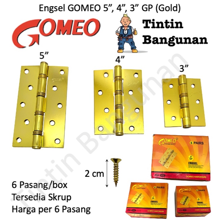 Jual Engsel GOMEO 3” inch, 4” inch, 5” inch warna SN (Siver Putih), GP ...