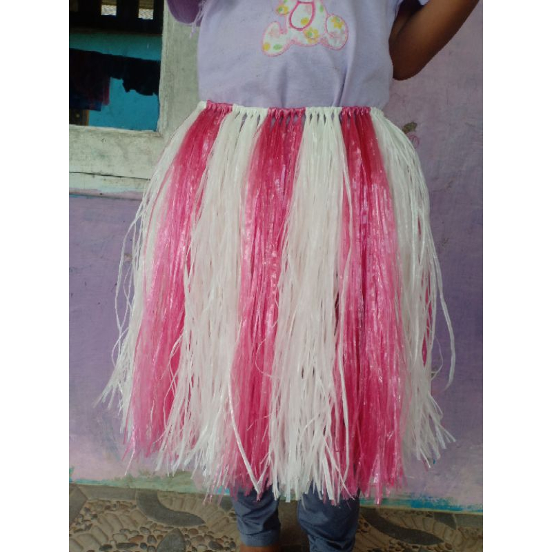 Jual Rok rumbai tali Rapia warna merah putih cocok untuk acara ...