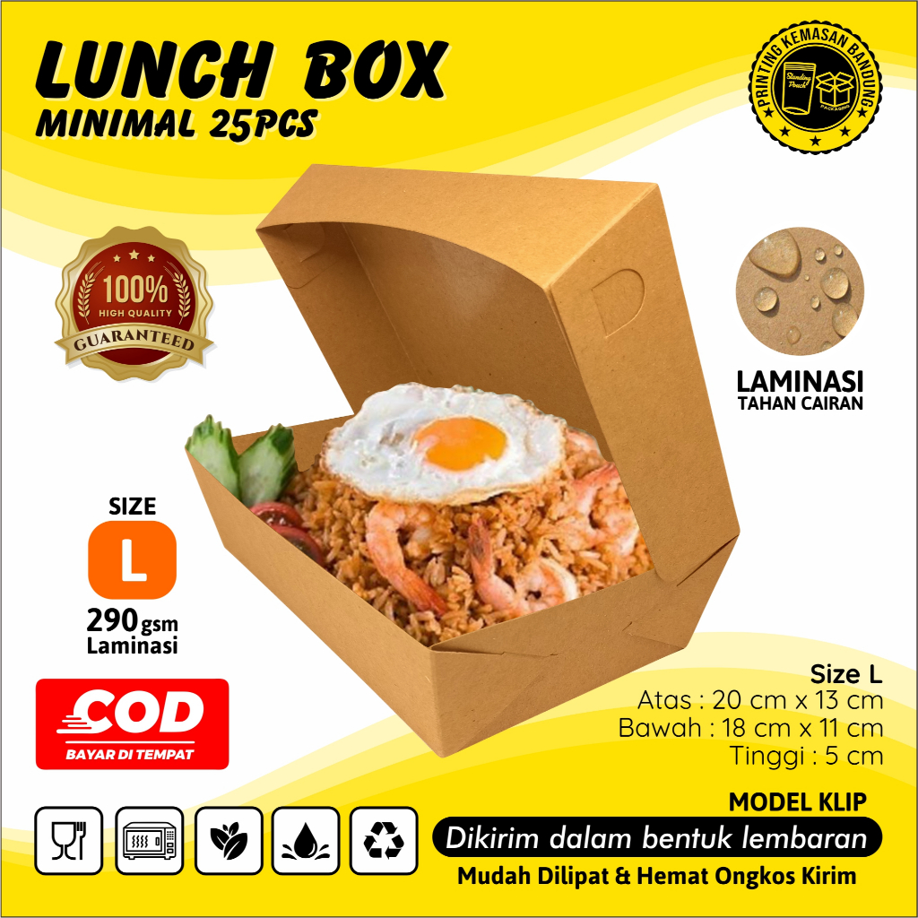 Jual Lunch Box Size L 290gsm Kotak Makan Kertas Paper Box Makanan Dus ...