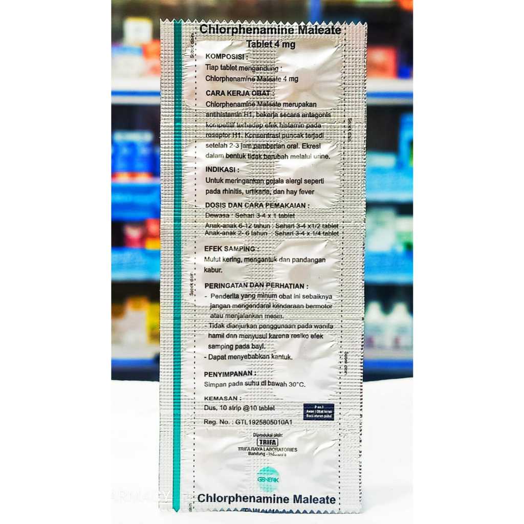 Jual CTM / Chlorphenamine Maleate 4MG TRIFA 𝟏 𝐒𝐓𝐑𝐈𝐏 𝐈𝐒𝐈 𝟏𝟎 𝐓𝐀𝐁𝐋𝐄𝐓 ...