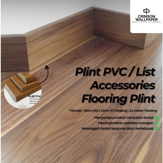 Jual LIST PLINT PVC 10CM / 8CM / 6CM | PLIN PVC Board SOLID | LIST DINDING BAWAH | Shopee Indonesia