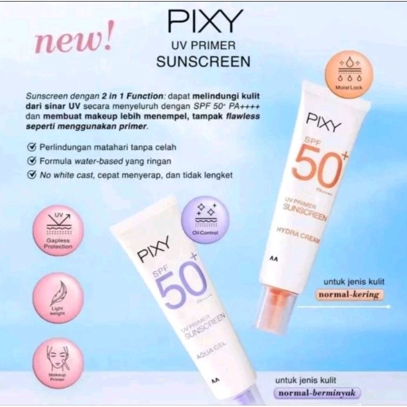 Jual Pixy UV Primer Sunscreen SPF 50 PA++++ Hydra cream & Aqua gel 30g ...