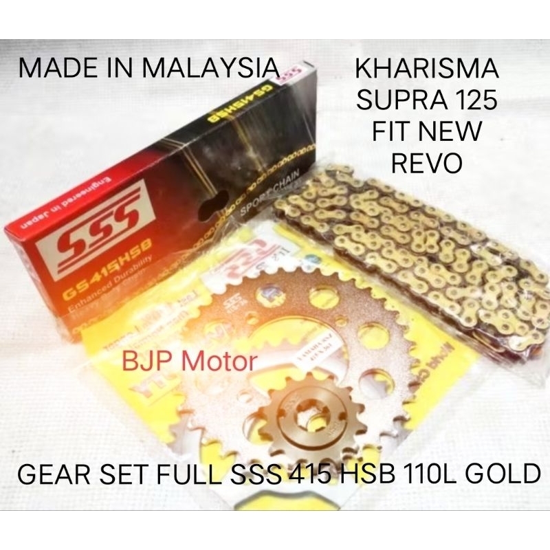Jual Gear Set SSS 415 Supra 125 Revo Fit New Blade rantai SSS 415 HSB 110L 130L Gold di pilih ...
