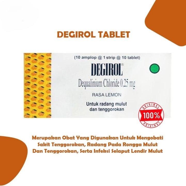Jual Degirol Lozenges 1 Strip isi 10 Tablet / Sariawan / Radang Tenggorokan / Permen Sakit ...