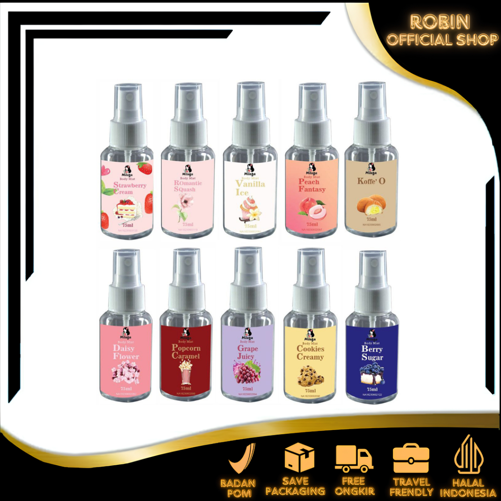 Jual RN - [BPOM] Parfum Body Mist Milofa Vanila Ice 75ml Non Box / Body ...