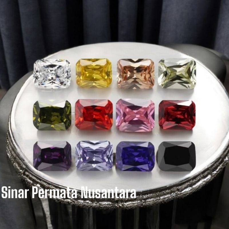Jual BATU PERMATA CUBIC ZIRCONIA KOTAK EMERALD CUTTING | Shopee Indonesia