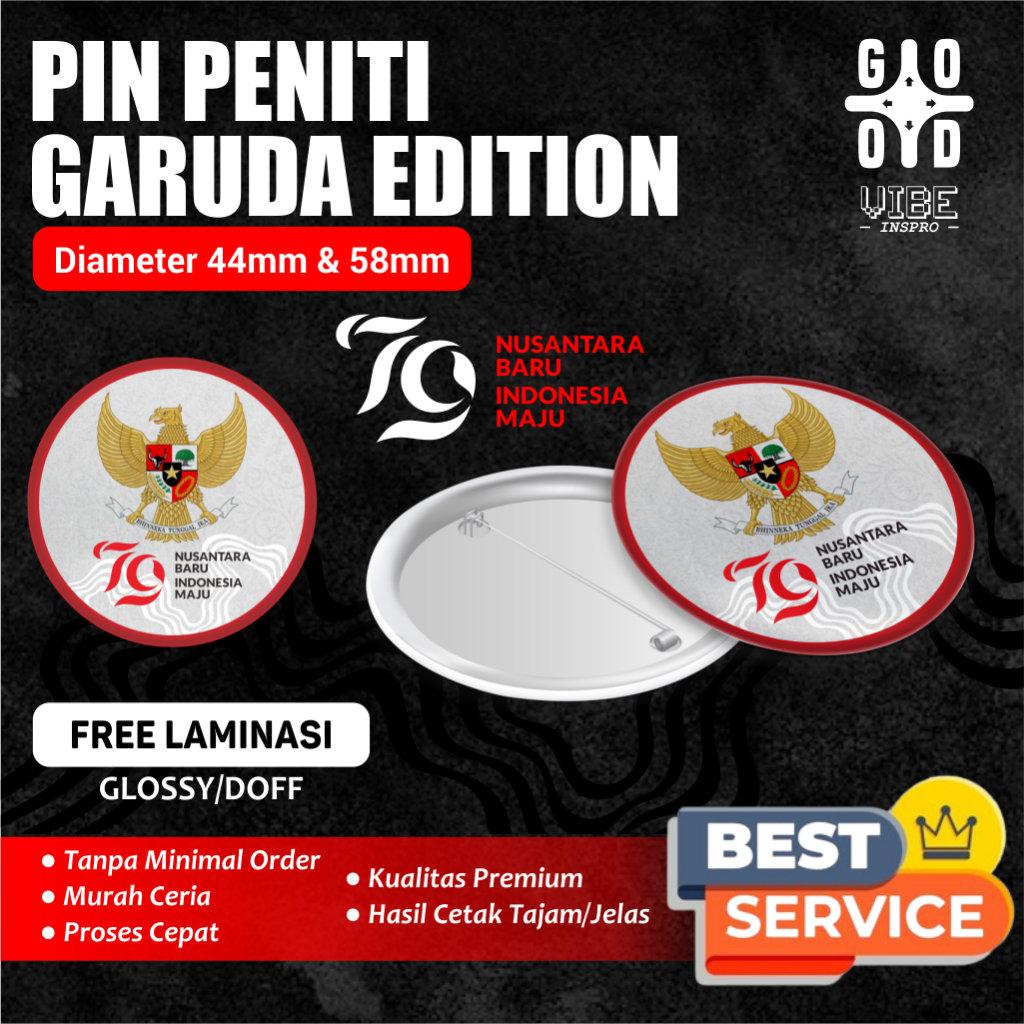 Jual PROMO !!! PIN PENITI GARUDA 44 & 58mm HUT RI / LOMBA / AGUSTUSAN ...